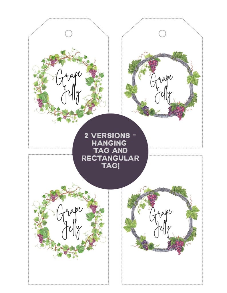 Grape Jelly Tag: Printable Gift Label (PDF) - Etsy