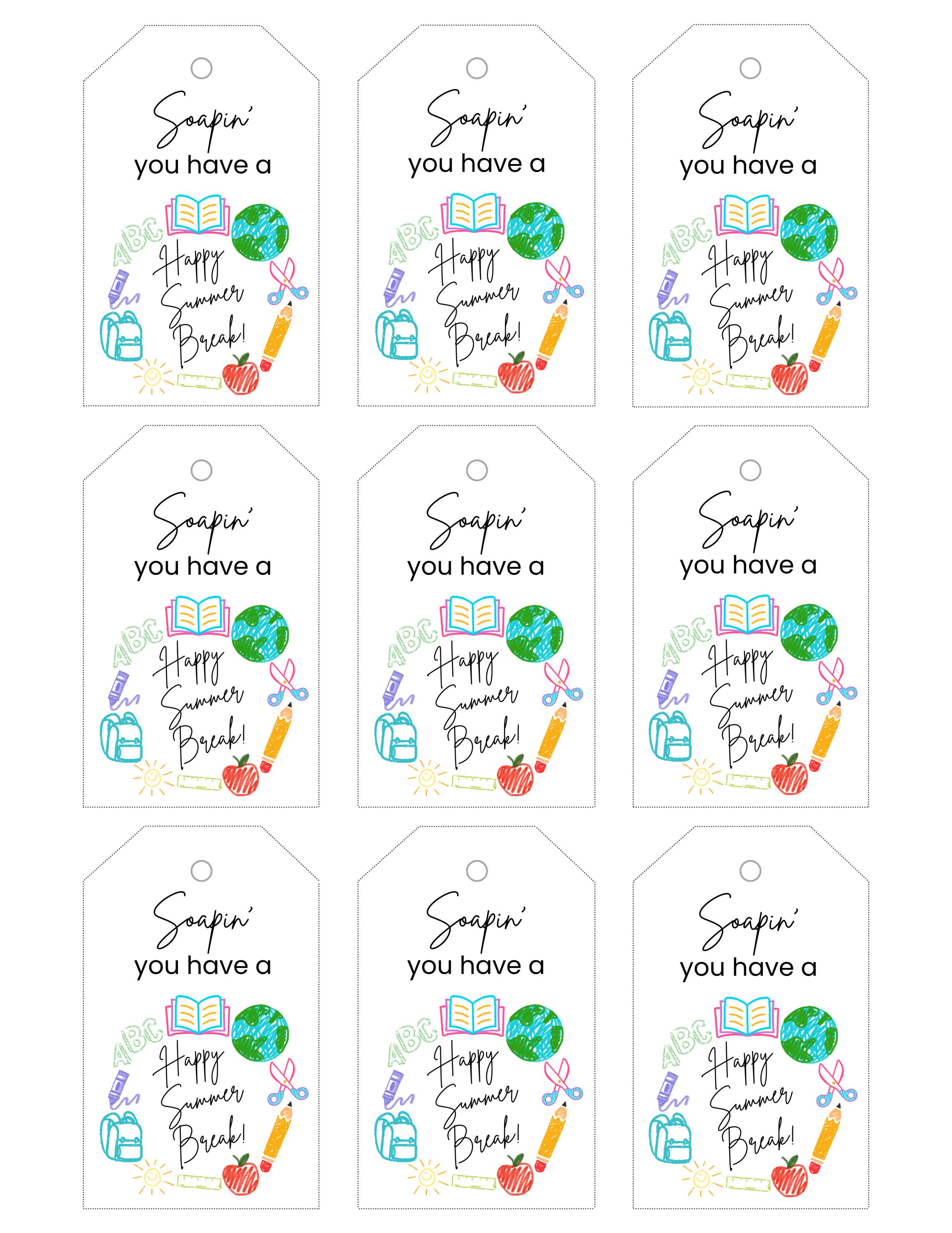 End of Year Soap Gift Tag: Teacher Staff Appreciation (PDF) - Etsy