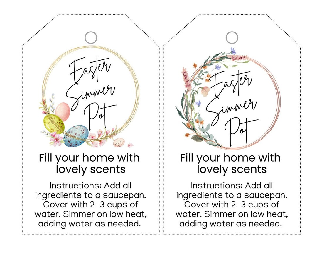 Easter Simmer Pot Tag, Simmer Pot Gift Tag, Simmer Pot Tag Printable ...