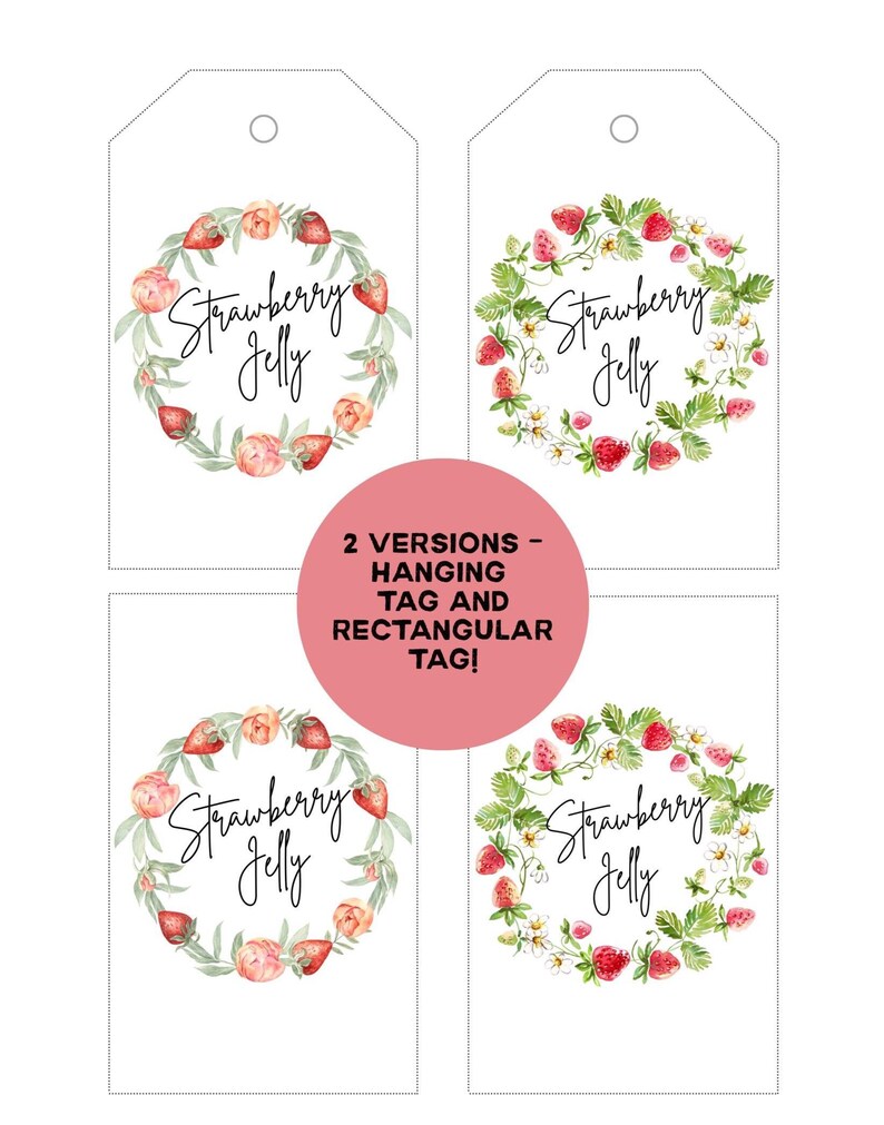 Strawberry Jelly Gift Tag: Printable Gift Labels (PDF) - Etsy
