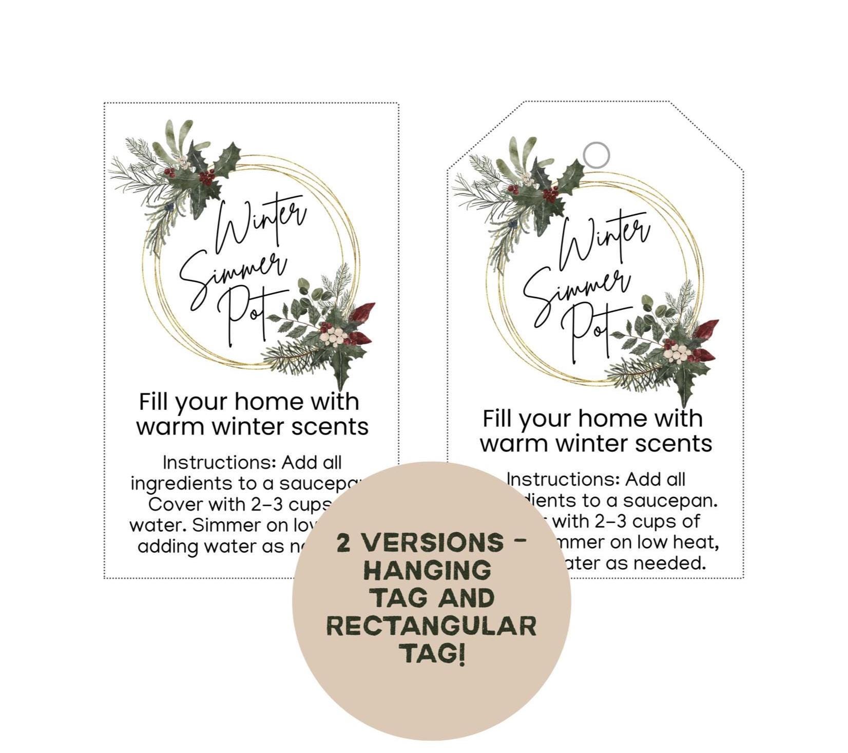 Winter Simmer Pot Gift Tag: Printable Holiday Scent Recipe (PDF) - Etsy