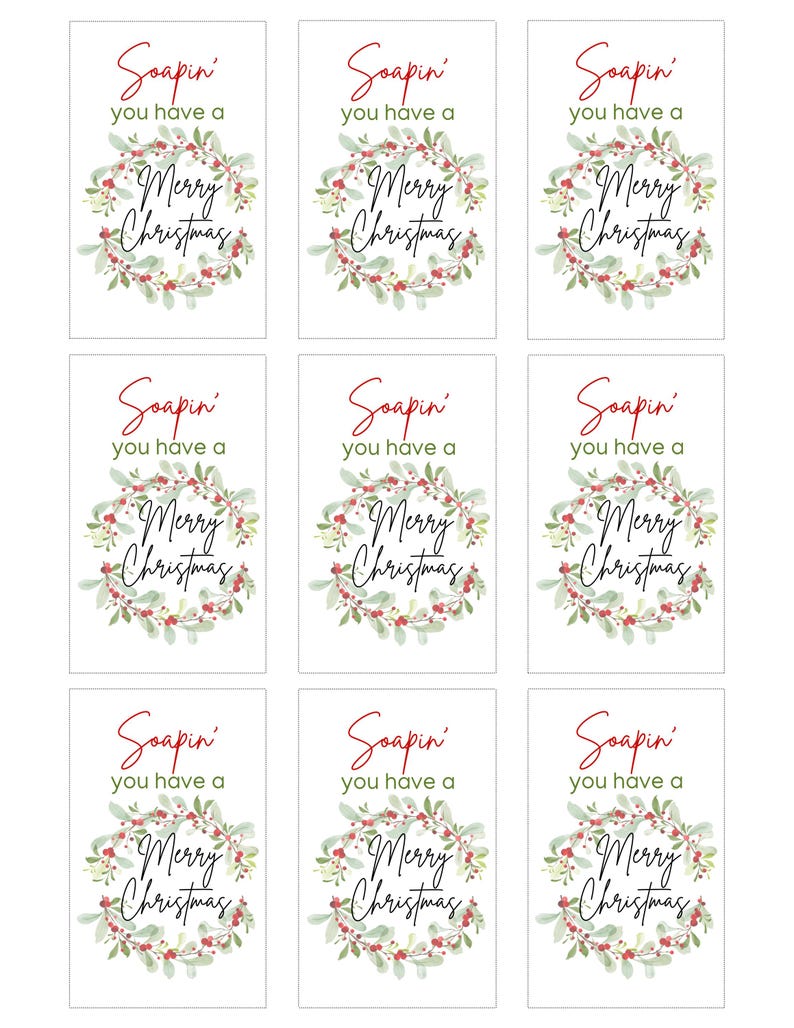 Christmas Soap Gift Tag: Printable Holiday PDF (digital Download) - Etsy