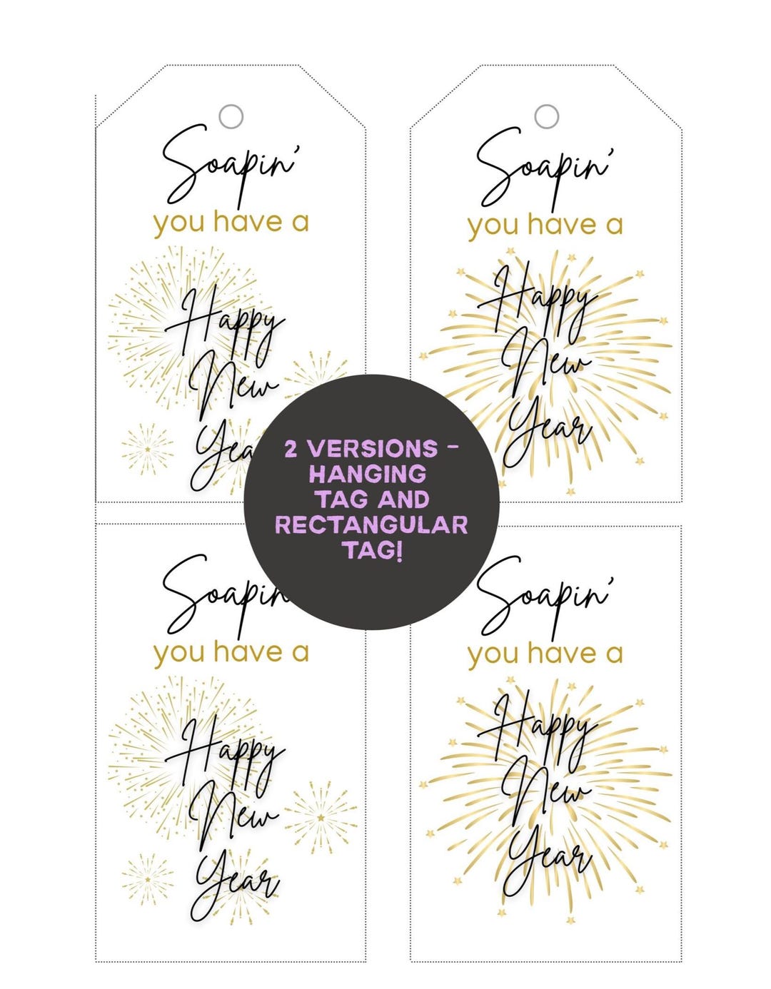New Year Soap Gift Tag, Printable Holiday Tag (PDF) - Etsy