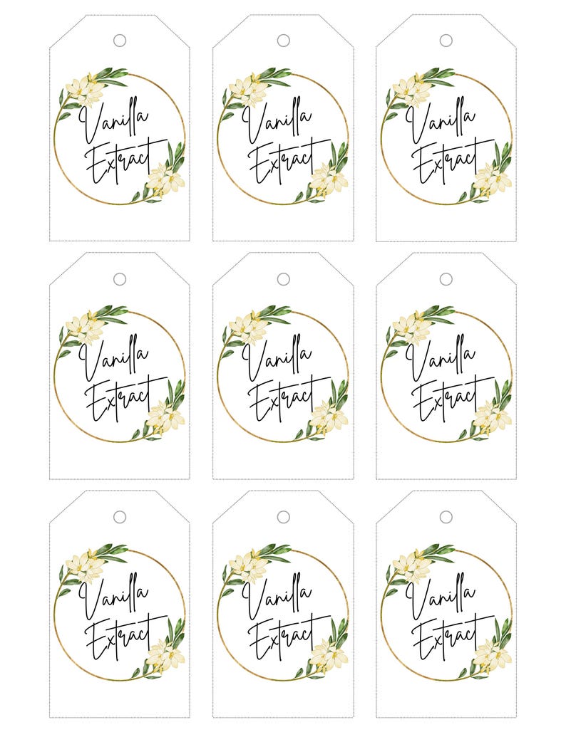 Printable Vanilla Extract Gift Tag: DIY Vanilla Extract Recipe (PDF ...
