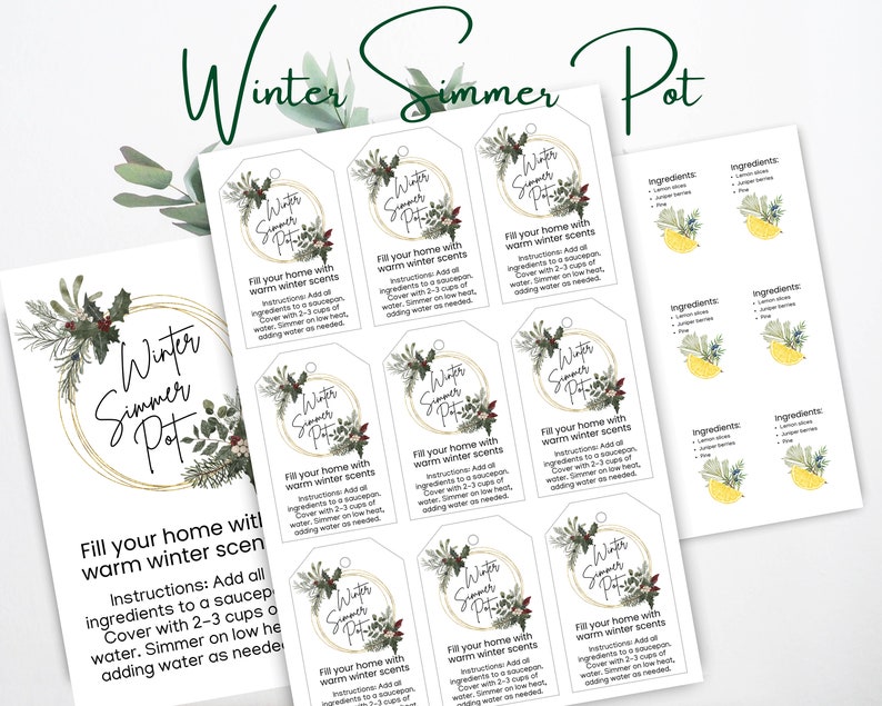 Seasonal Simmer Pot Tag Bundle: Printable Gift Tags (PDF) - Etsy
