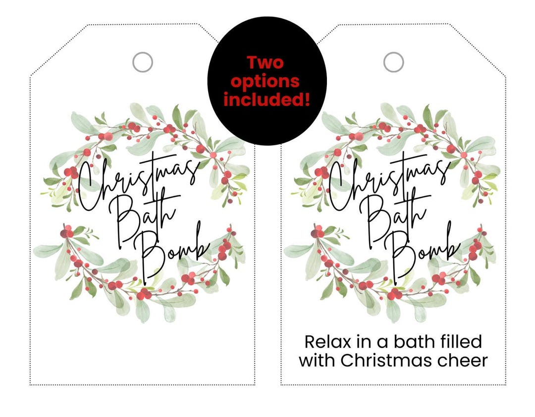 Christmas Bath Bomb Tag, Holiday Bath Bomb Tag, Bath Bomb Gift Tag ...