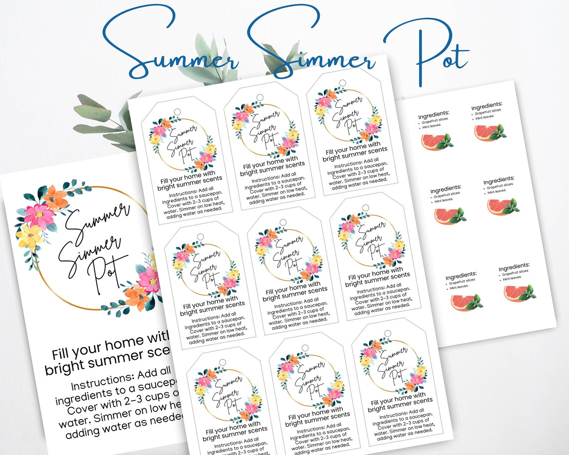 Seasonal Simmer Pot Tag Bundle: Printable Gift Tags (PDF) - Etsy
