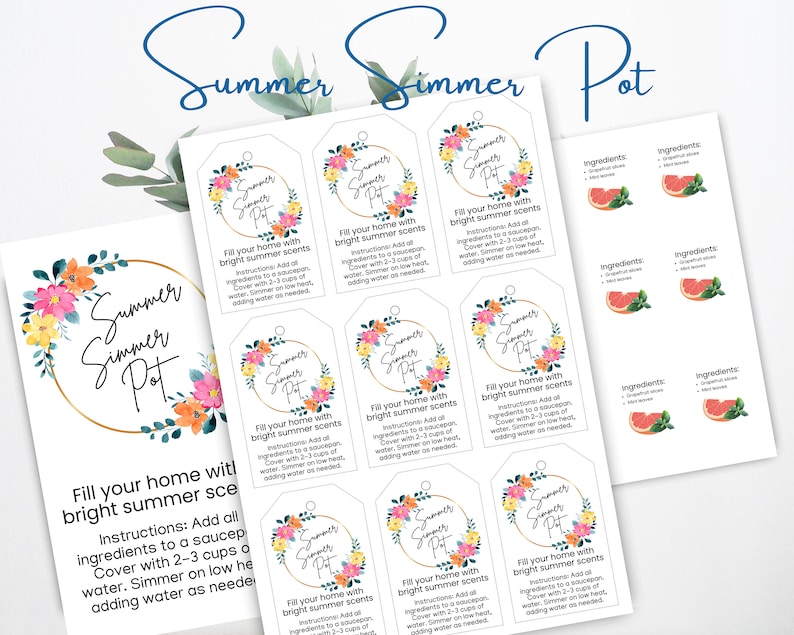 Seasonal Simmer Pot Tag Bundle: Printable Gift Tags (PDF) - Etsy