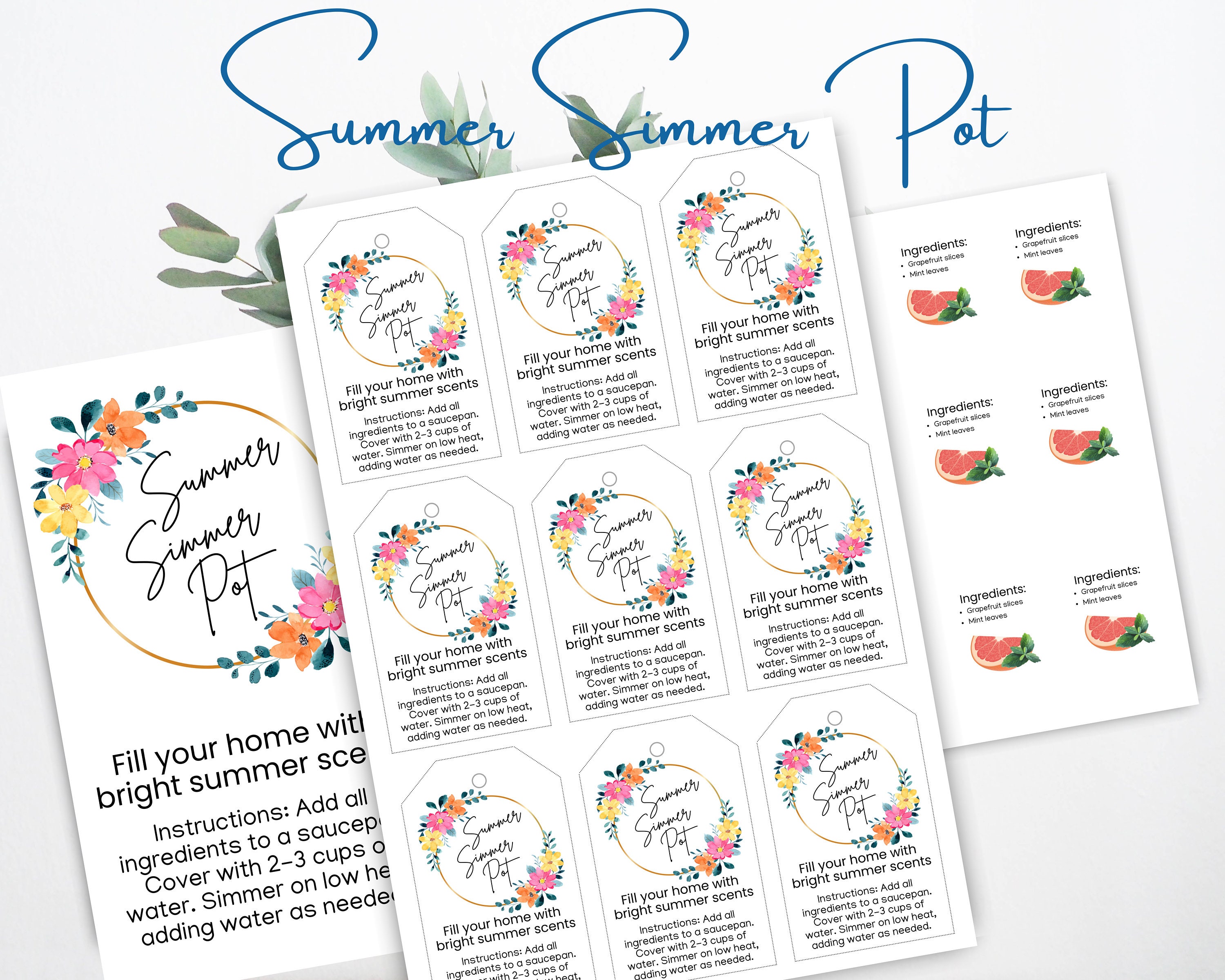 Seasonal Simmer Pot Tag Bundle: Printable Gift Tags (PDF) - Etsy
