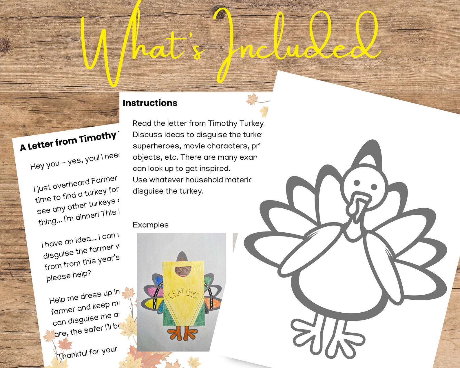 Thanksgiving Turkey Disguise Craft, Kid's Activity (PDF) - Etsy
