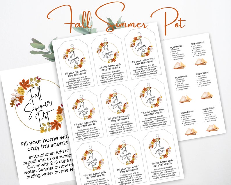 Seasonal Simmer Pot Tag Bundle: Printable Gift Tags (PDF) - Etsy