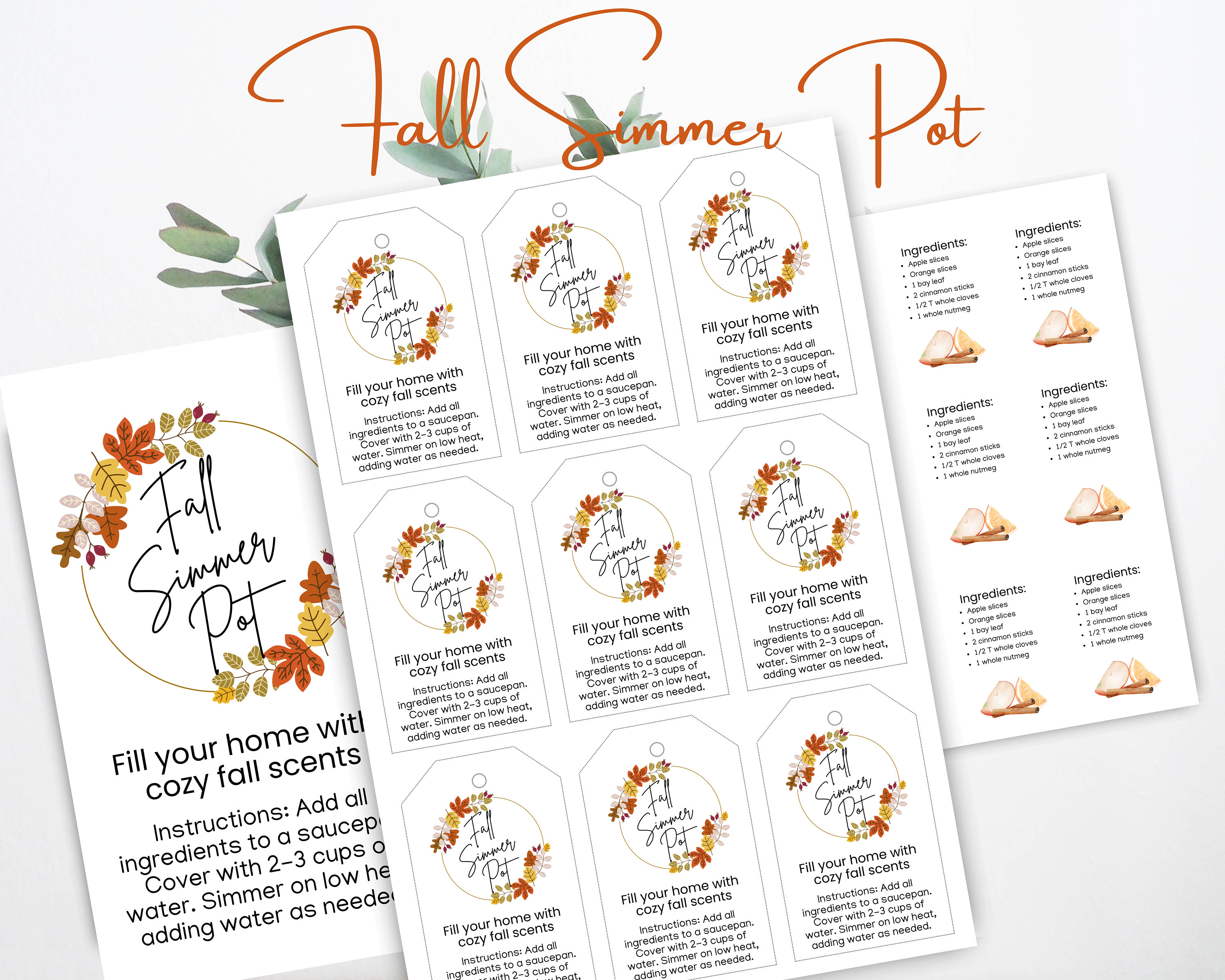 Year Round Simmer Pot Tag BUNDLE, Simmer Pot Gift Tag, Simmer Pot Tag ...