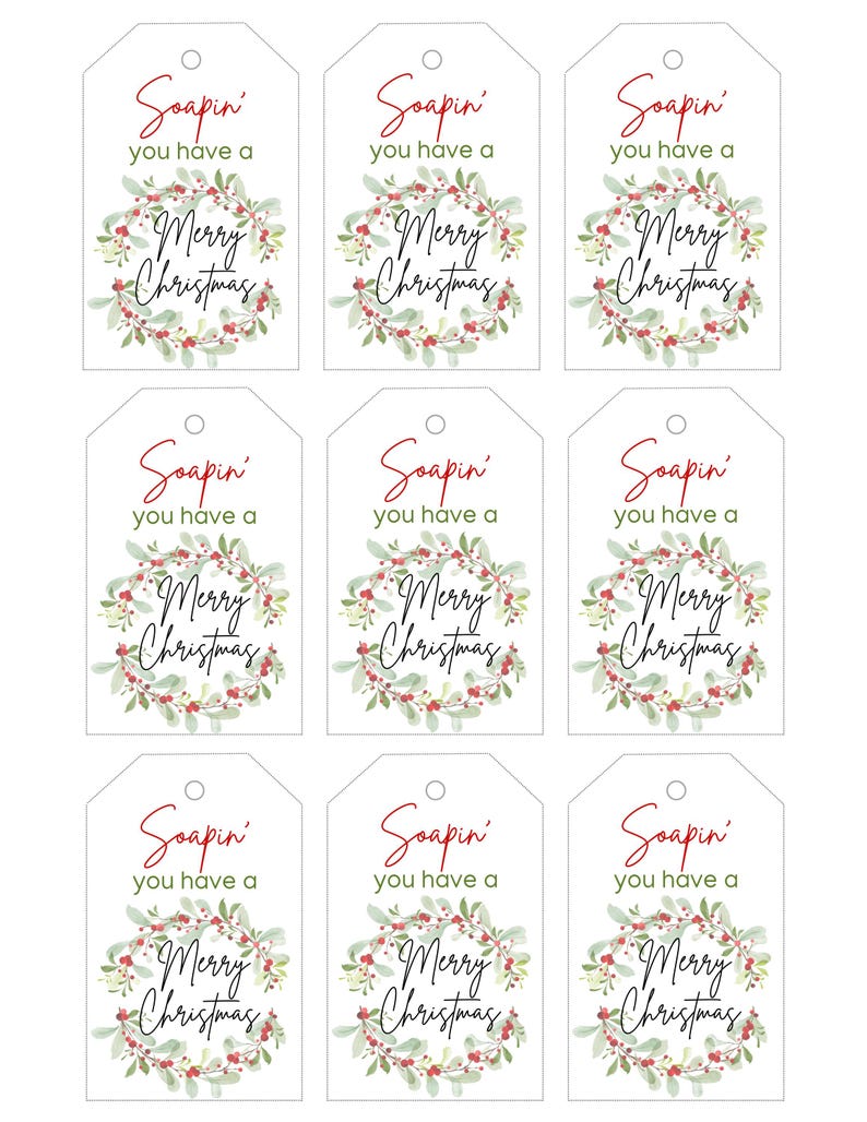 Christmas Soap Tag, Holiday Soap, Soapin' You Have a Merry Christmas ...