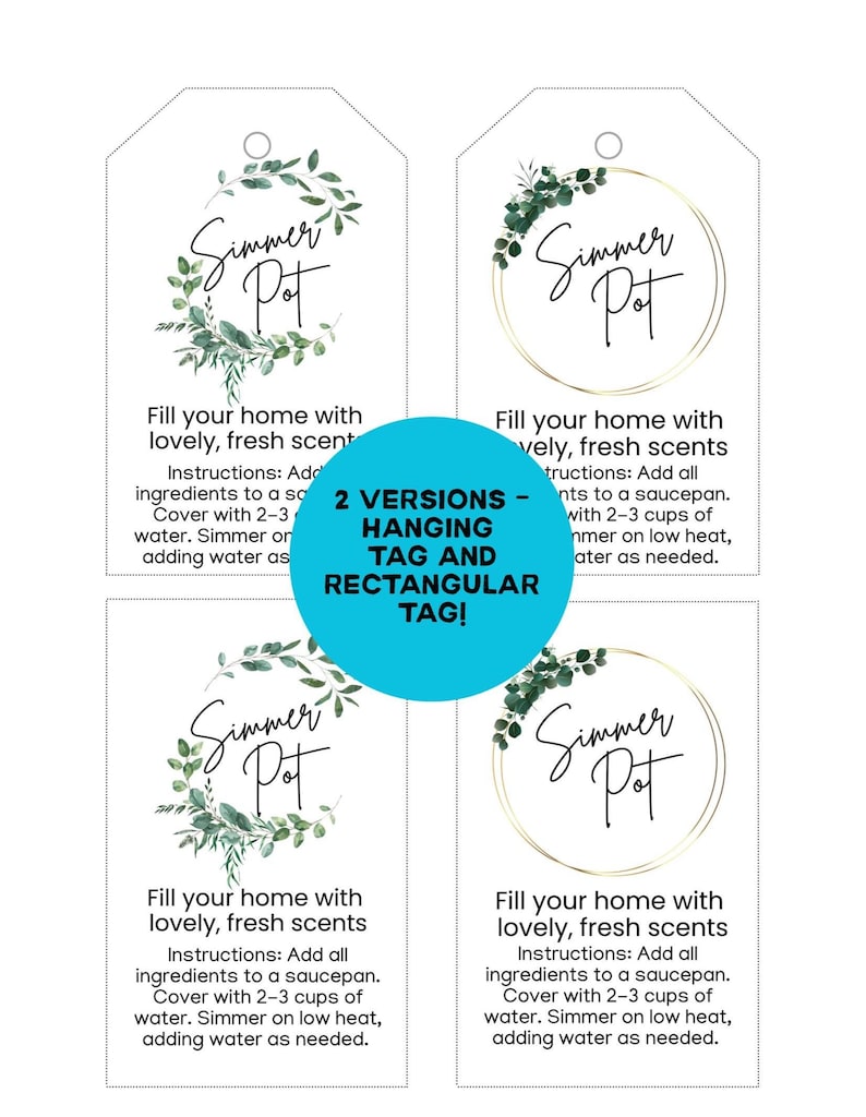Simmer Pot Tag: Printable Gift Tags With Instructions (PDF) - Etsy
