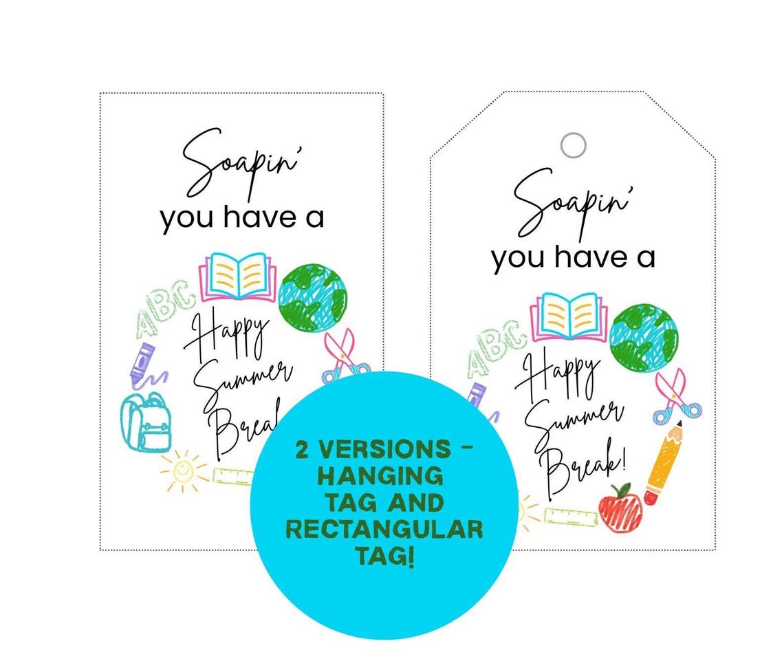 End of Year Soap Gift Tag: Teacher Staff Appreciation (PDF) - Etsy