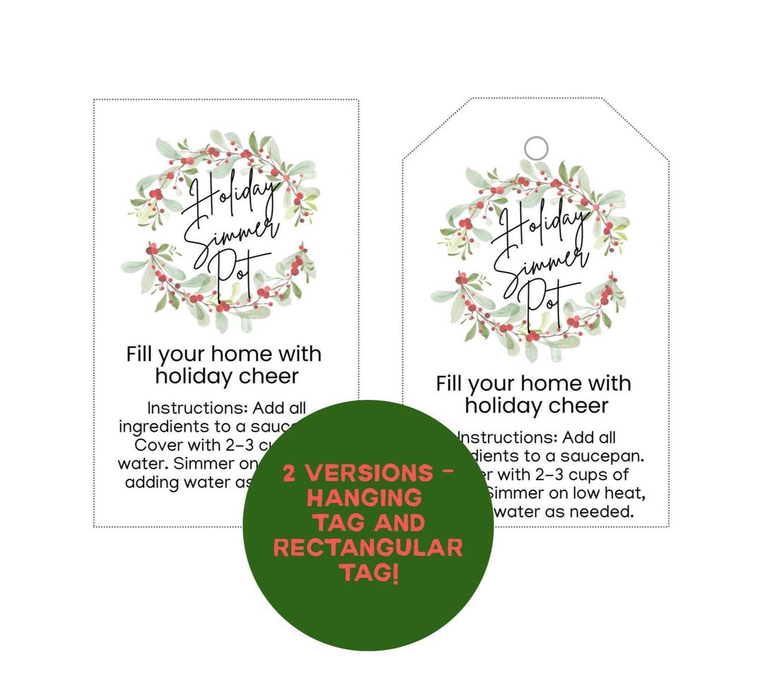 Holiday Simmer Pot Gift Tag: Printable PDF With Instructions - Etsy