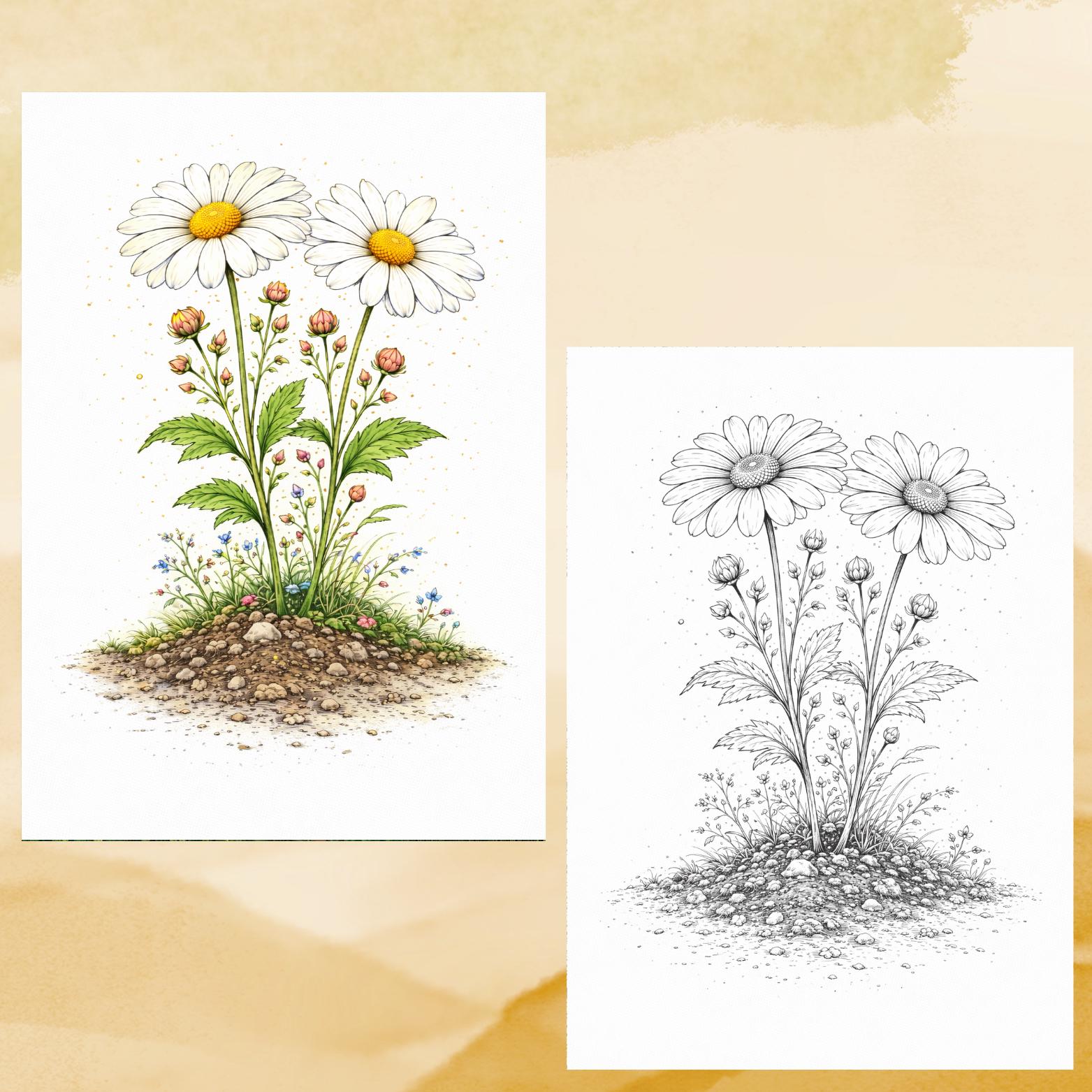 40 Botanical Flower Coloring Pages - Printable Floral Art - PDF Digital ...