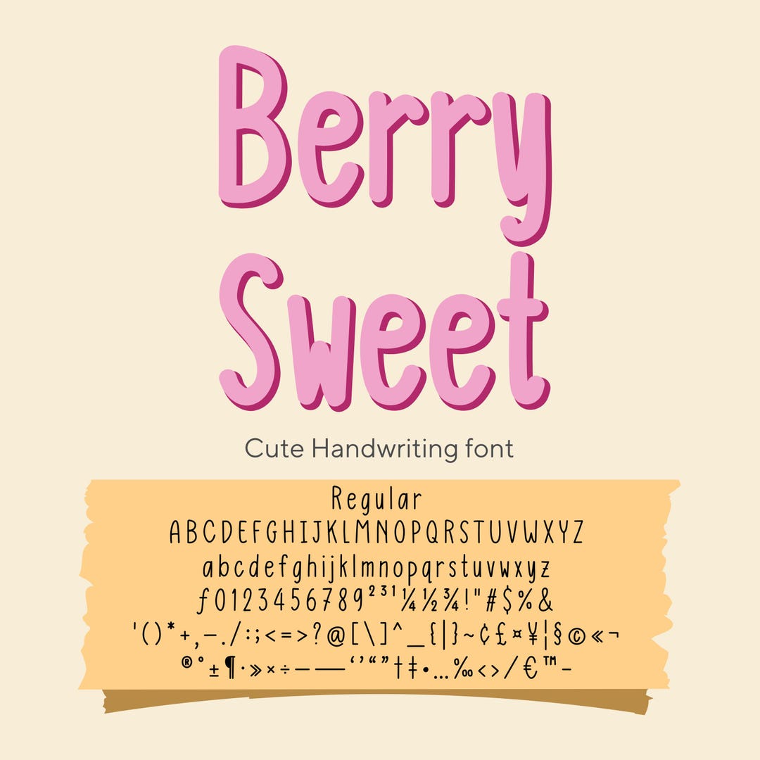 Berry Sweet Handwriting Font – Cute Script, Commercial Use - Etsy