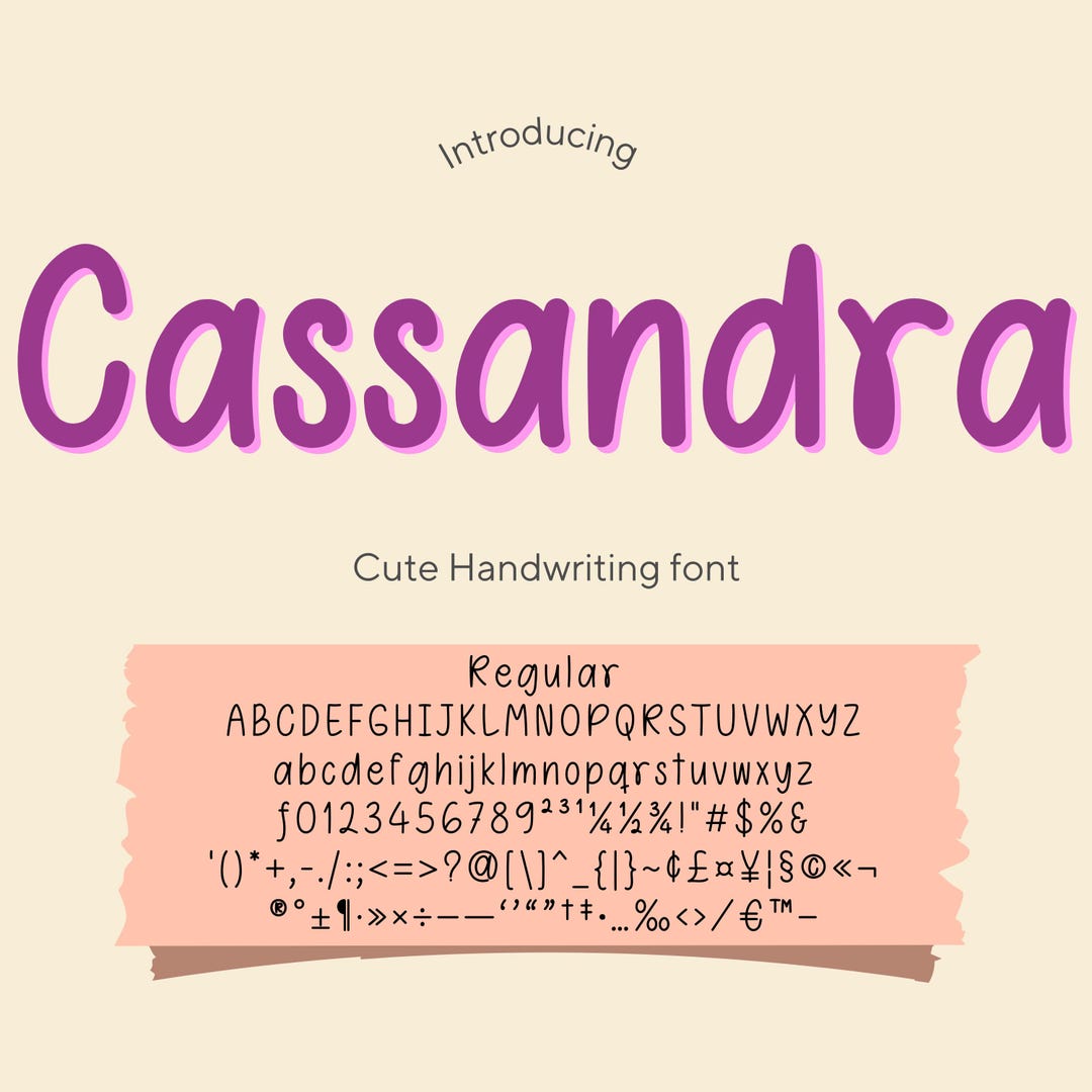 Cassandra - Cute Handwriting Font | Script Font for Journal, Planner ...