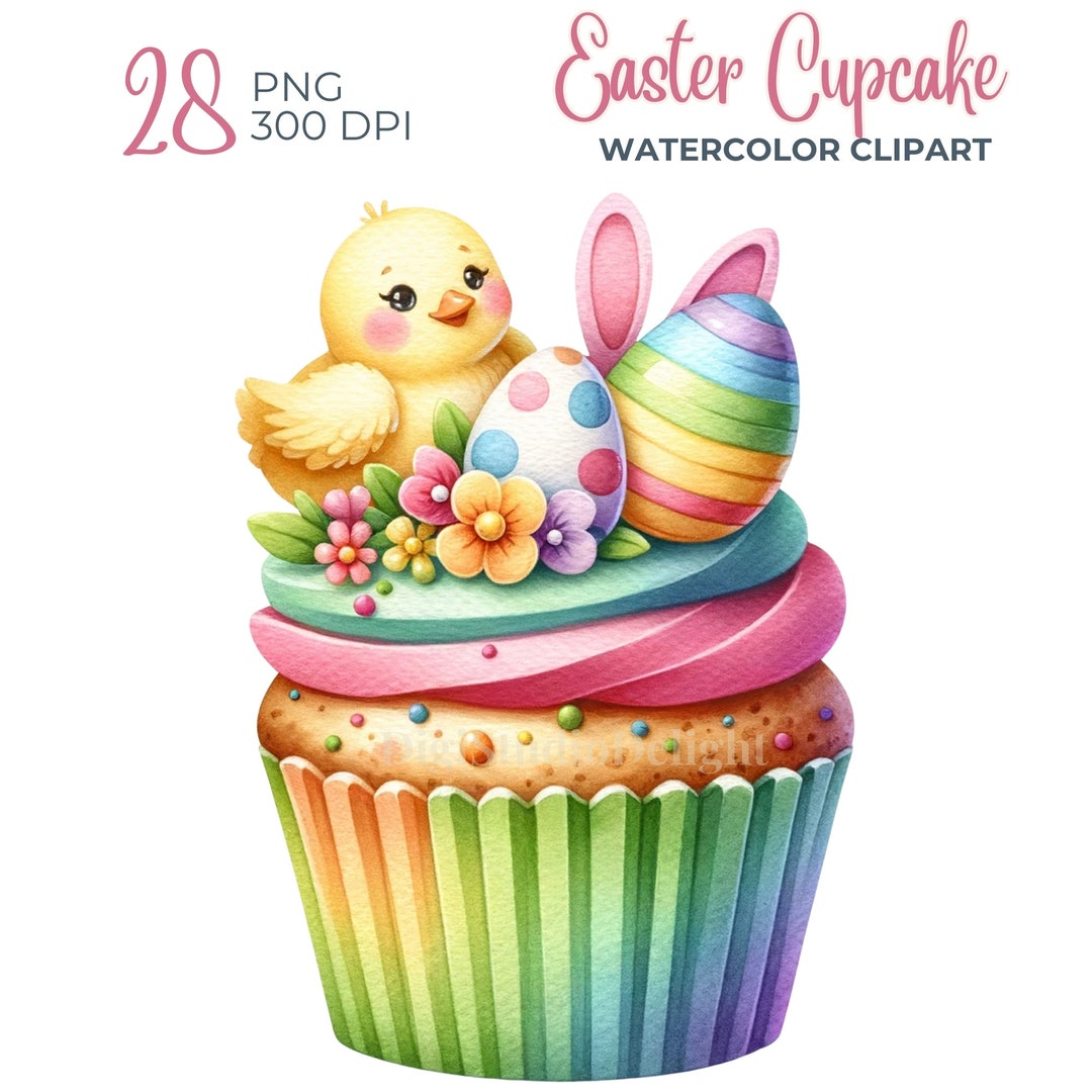 Easter Cupcake Clipart 28 Png Files, Cupcake Illustration, Easter Egg ...