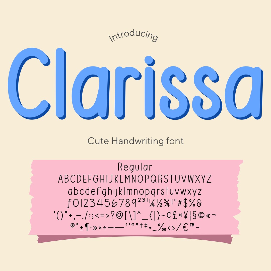 Clarissa - Cute Handwriting Font | Script Font for Journal, Planner ...