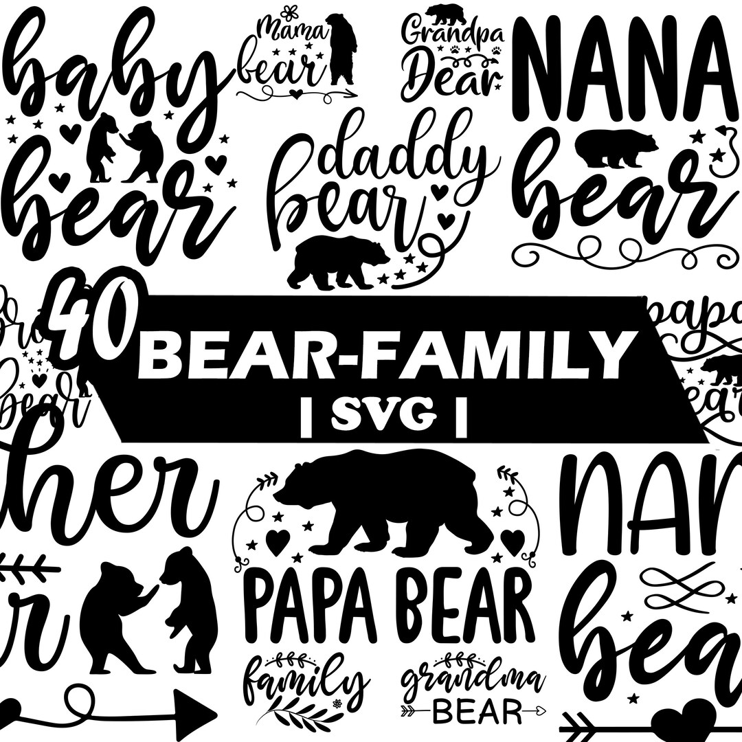 Bear Family Bundle SVG Mama Bear Svg Bear Family Svg Little Bear Svg ...