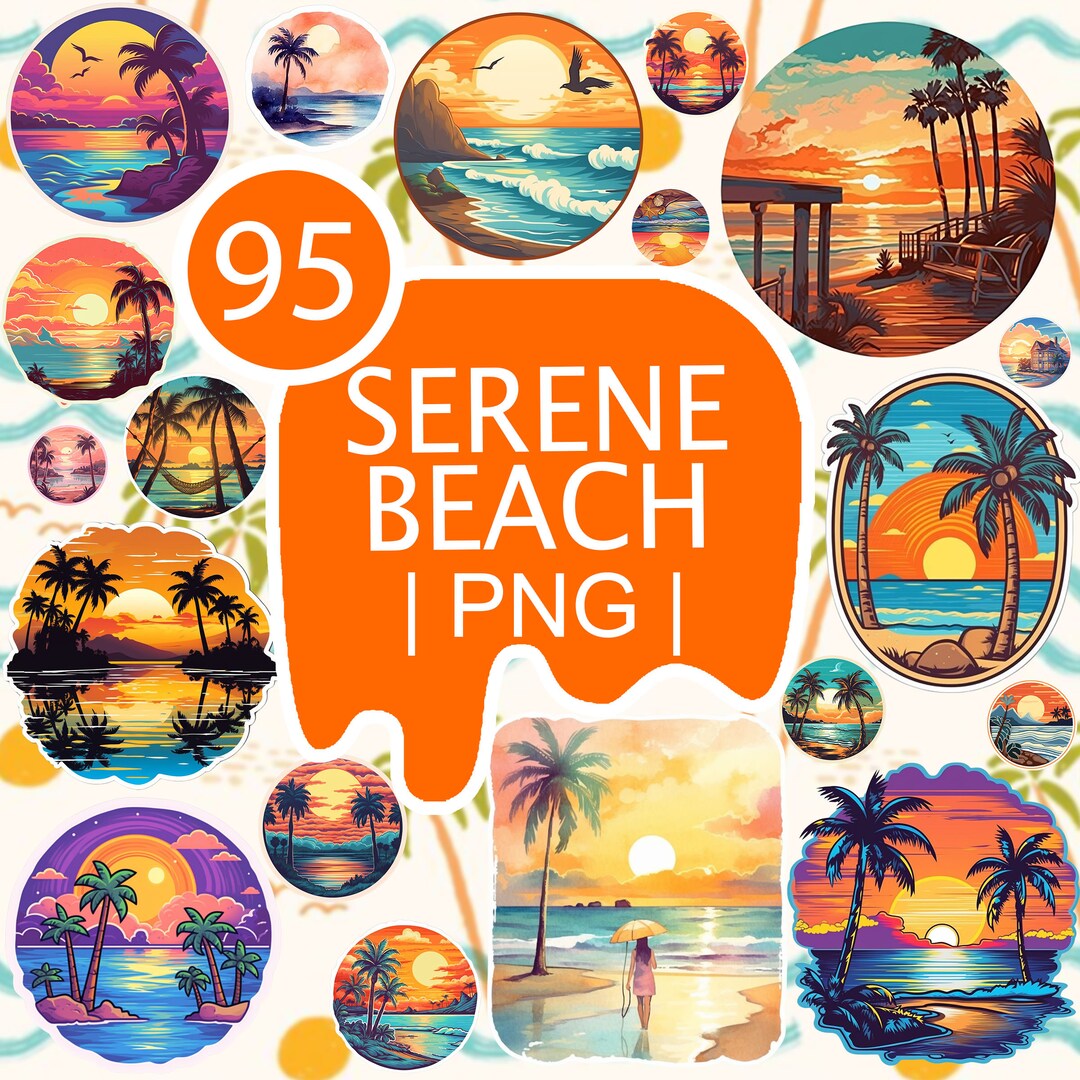 Beach PNG Bundle Watercolor Beach Clipart Beach SVG Bundle Summer ...