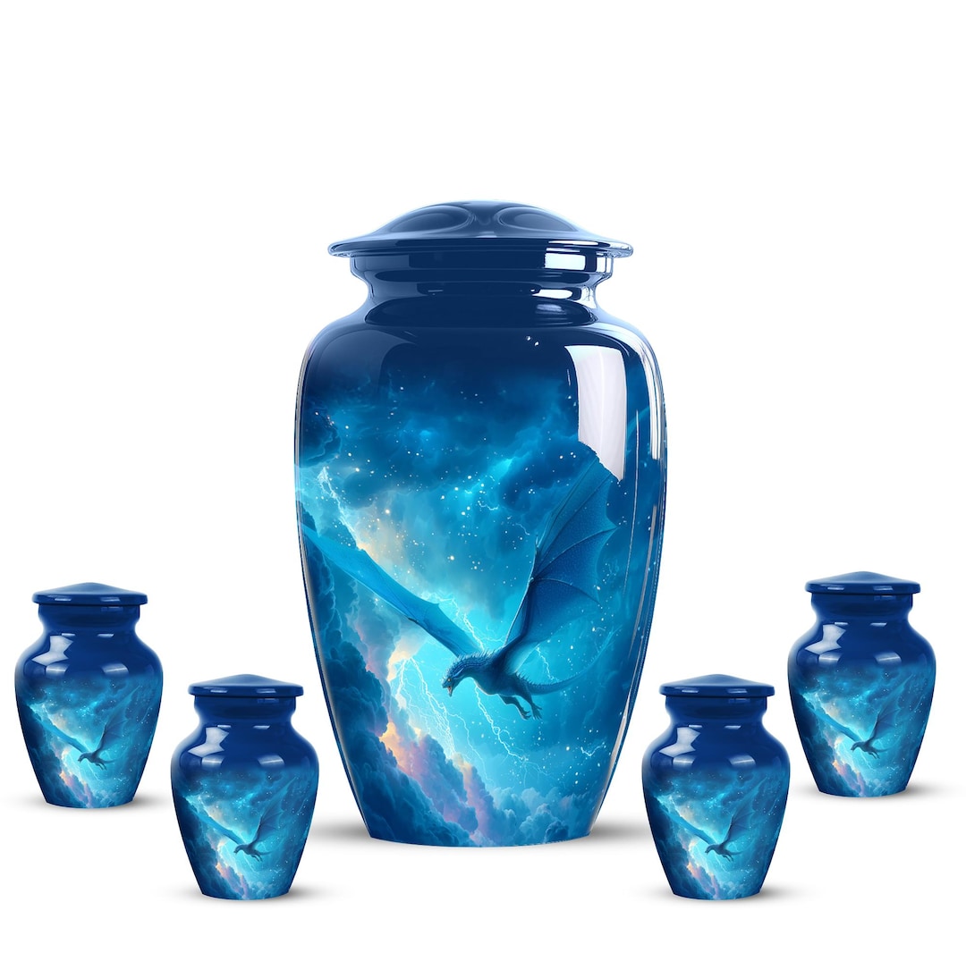 Personalized Dragon Cremation Urn for Ashes – Sympathy Gift - Blue ...