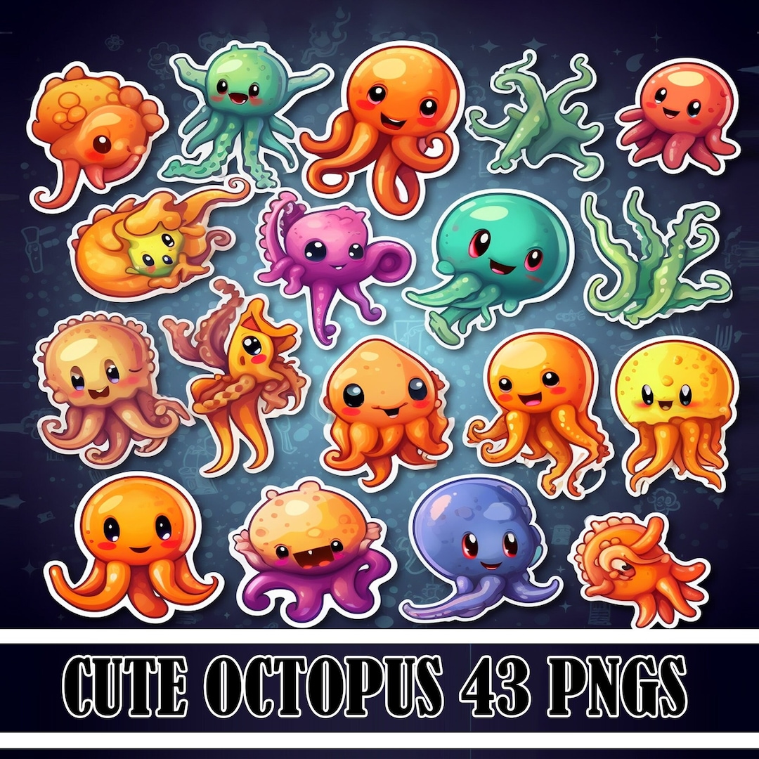 CUTE OCTOPUS 43 Pngs Cute Octopus PNG Digital Crafts Designs ...