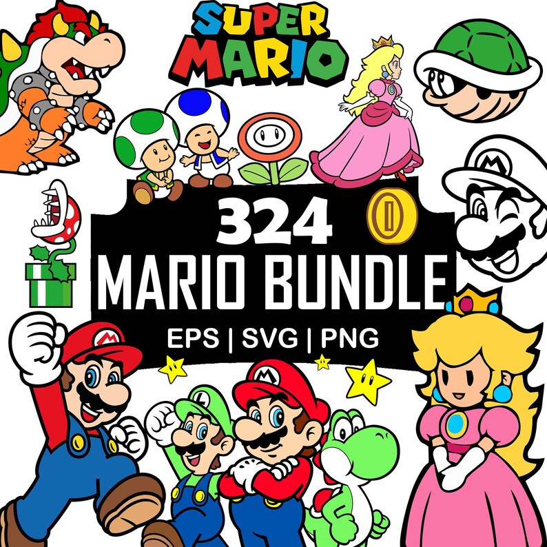 Super Mario SVG Bundle für Cricut und Sublimation Mario Cut Dateien ...