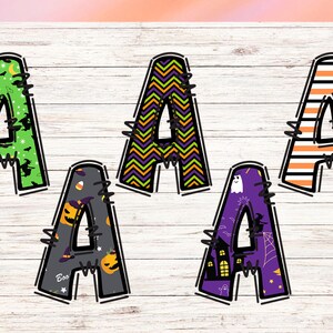 Spooky Halloween Printable PNG Doodle Letters, Doodle Alpha Bundle ...