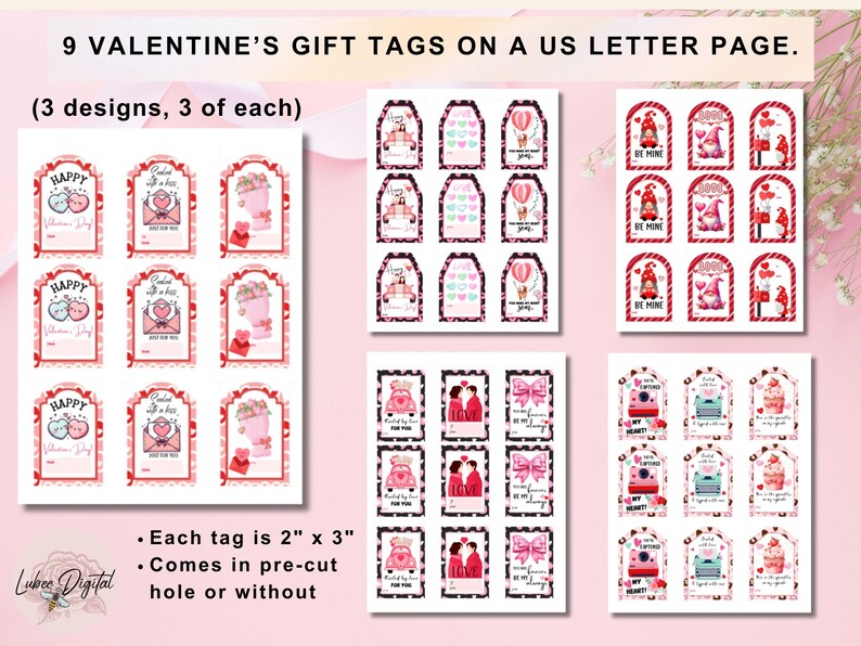 Editable Valentine's Gift Tag Canva Frames,valentine's Day Cards,gift ...