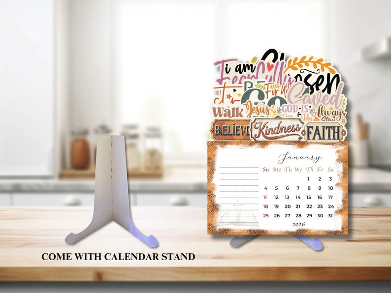 2026 Bible Verses Calendar Printable, Christian Desk Calendar Vintage ...