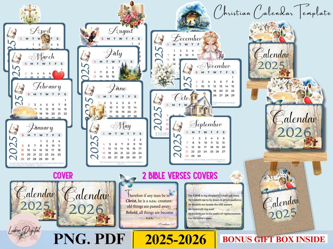2025-2026 Desk Monthly Christian Calendar,bible Verse Mini Printable ...