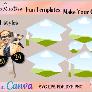 Graduation Fan Template, Canva Graduation Paddle Fan, Graduation Fan ...