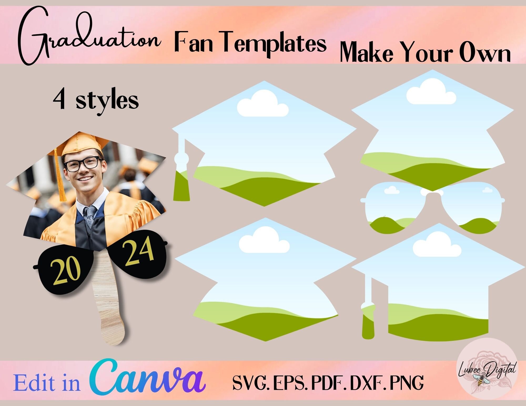 Graduation Fan Template, Canva Graduation Paddle Fan, Graduation Fan ...