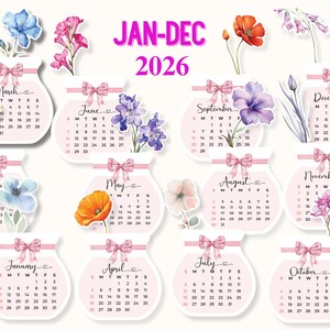 2025-2026 Flower Desk Calendar,printable Flowers Desk Calendar ...