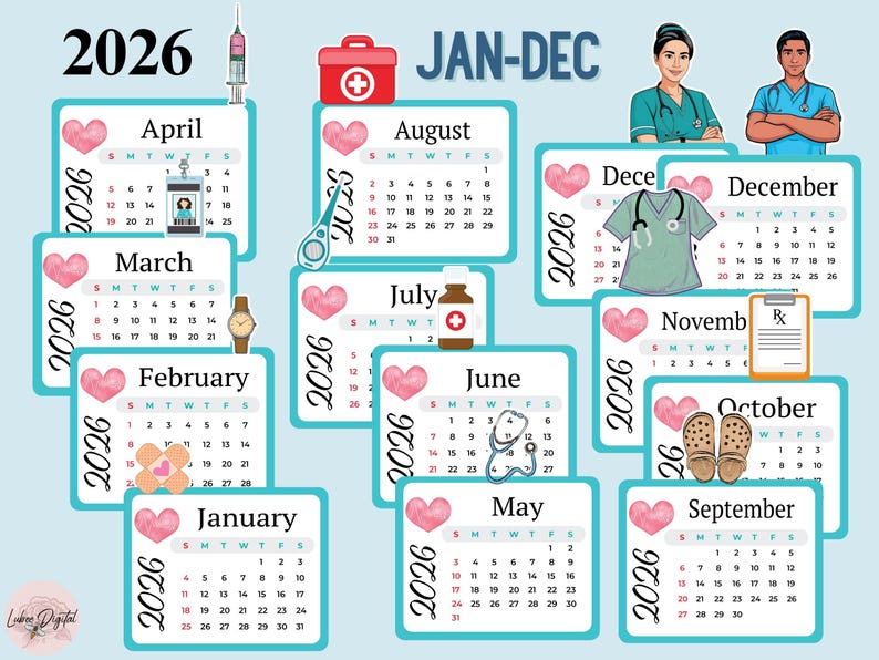 2025-2026 Desk Calendar, Nurse Calendar, Hospital Calendar, Medical ...