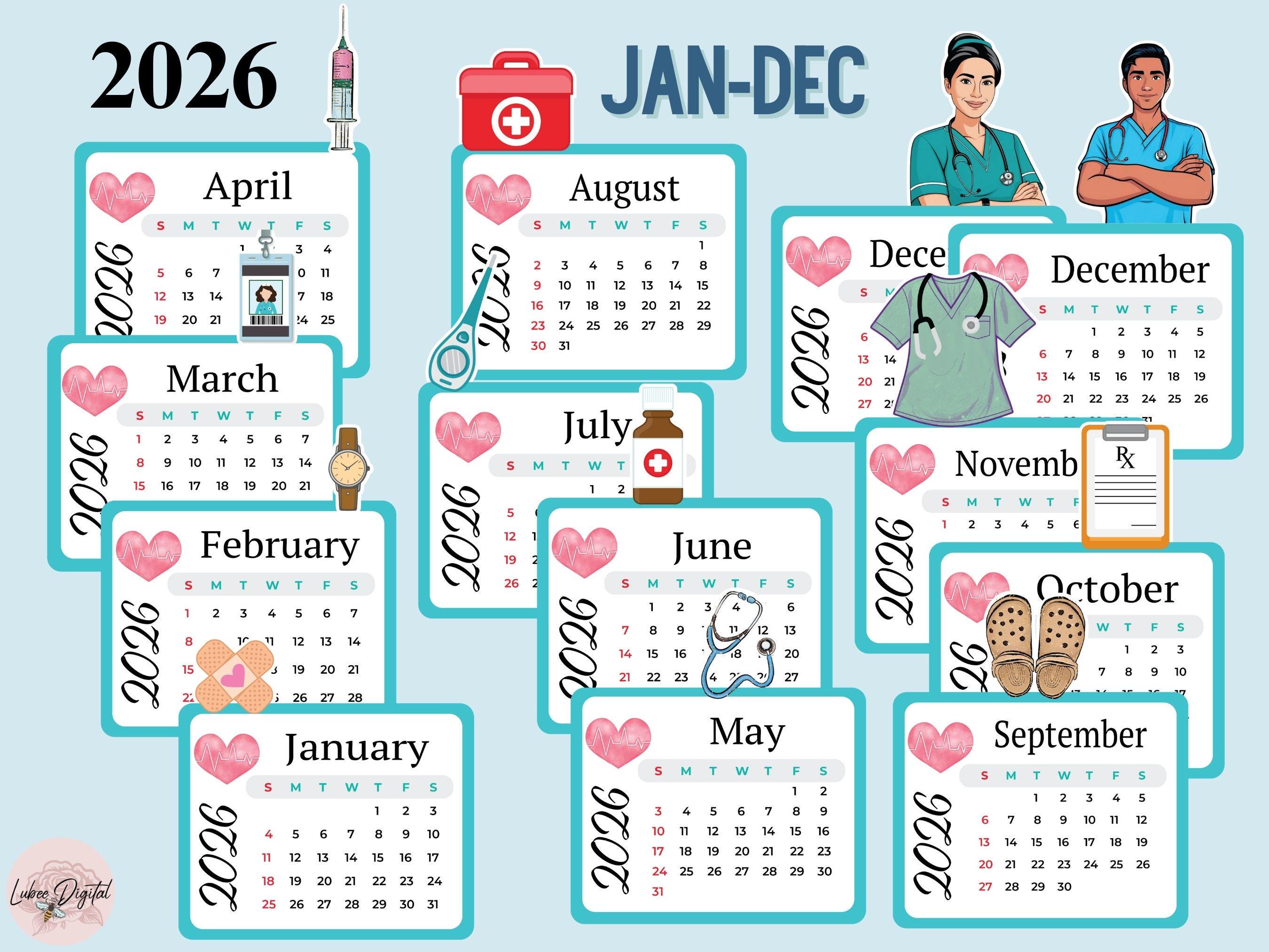 2025-2026 Desk Calendar, Nurse Calendar, Hospital Calendar, Medical ...