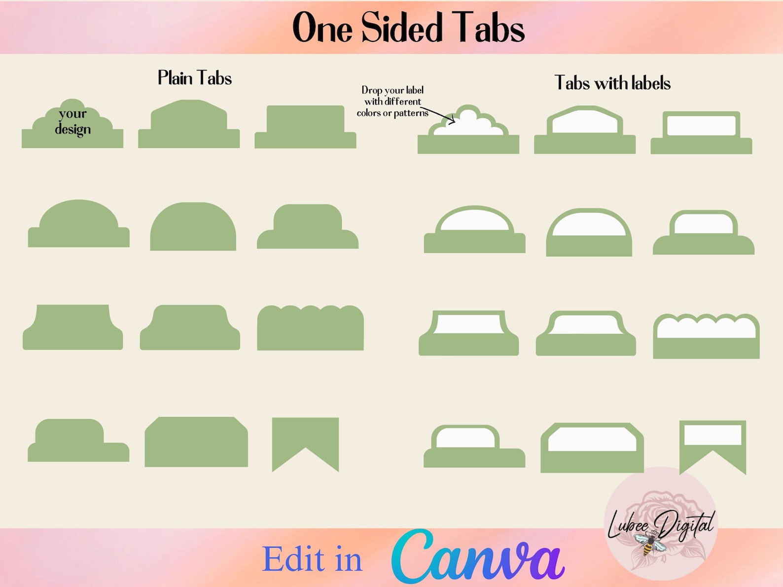 CANVA Planner Divider Tabs,editable Folder Tabs,make Your Own CANVA ...