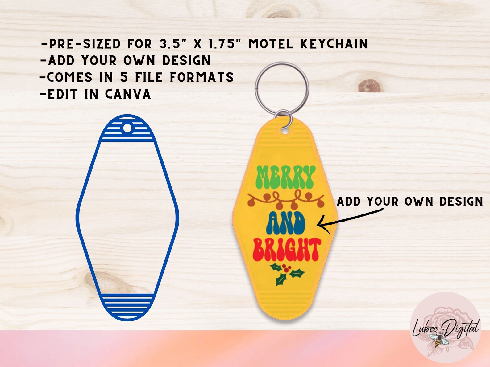 Motel Keychain Template SVG, Canva Editable Motel Keychain, Vintage ...