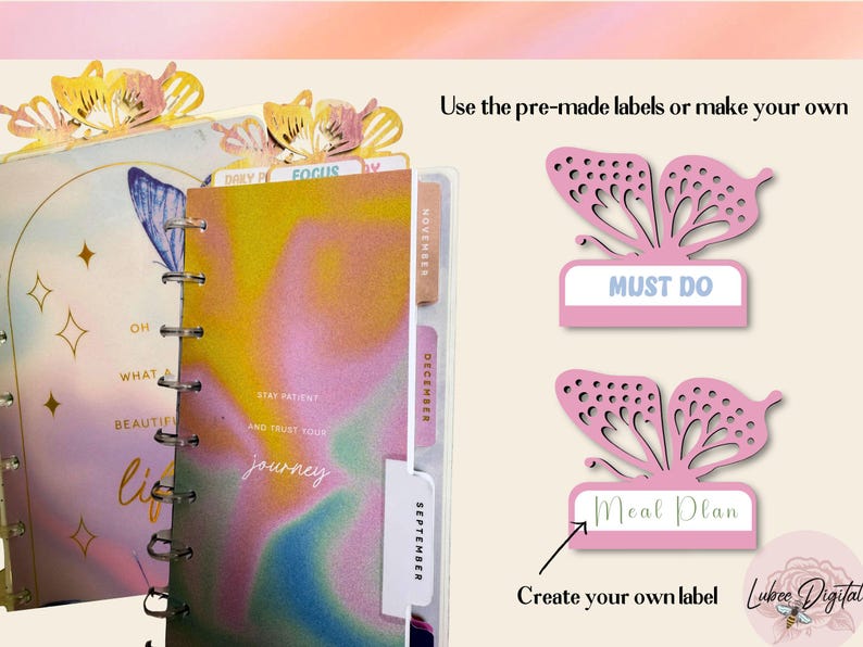 Butterfly Divider Tab Template,editable Folder Tabs,journal Tabs ...