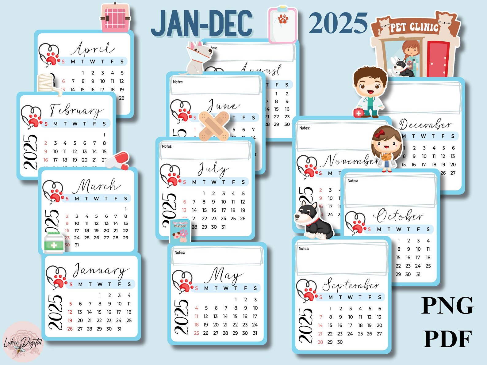 Veterinarian Desk Calendar, Vet Calendar, Animal Doctor Calendar ...