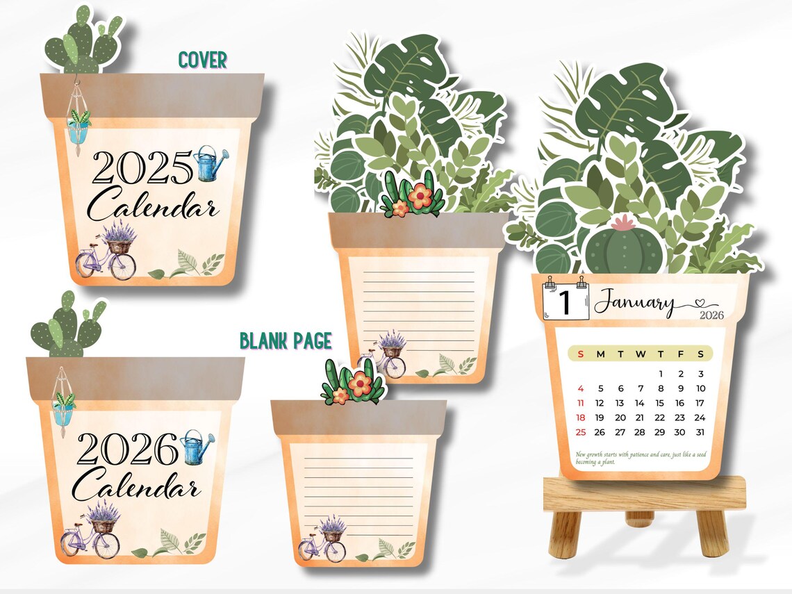 2025-26 Houseplant Desk Calendar Botanical Template Calendar,plant ...