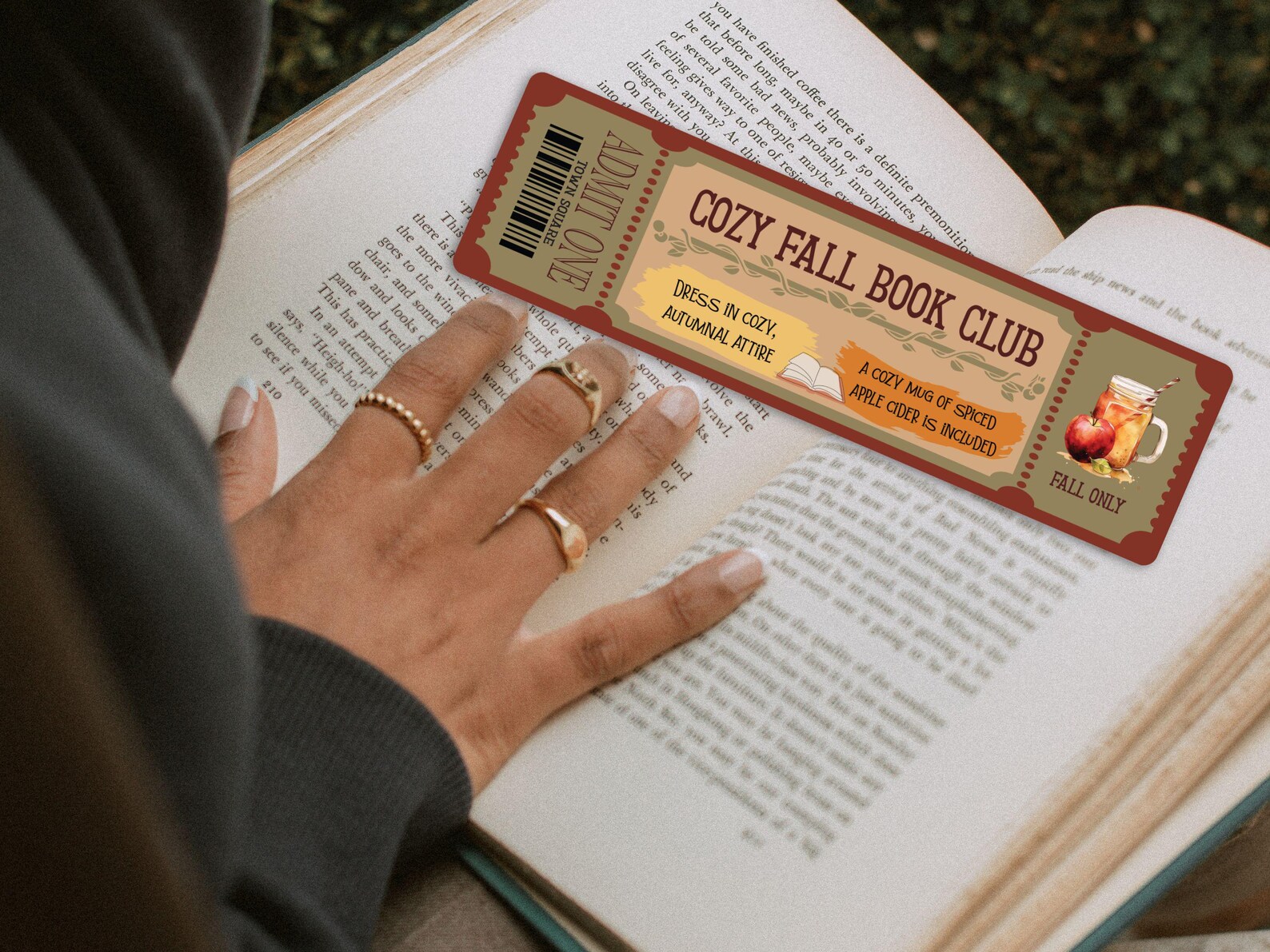 Printable Book Club Bookmark,book Ticket Bookmark,laminated Bookmark ...