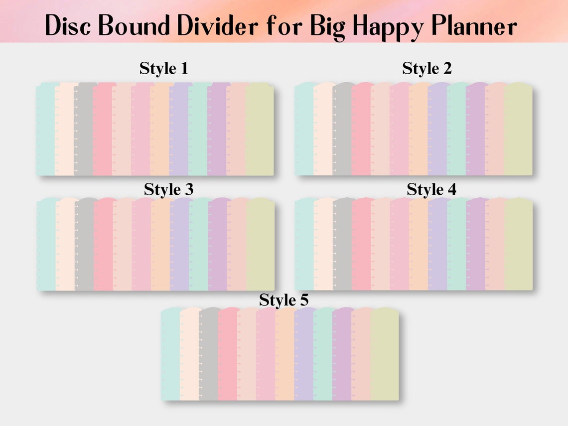 5 Styles Big Happy Planner Bookmark SVG Template, Happy Planner Disc ...