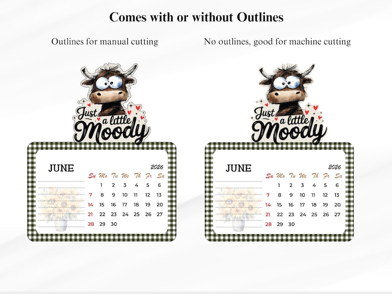 2026 Funny Highland Cow Calendar,farmhouse Desk Calendar Printable,cute ...