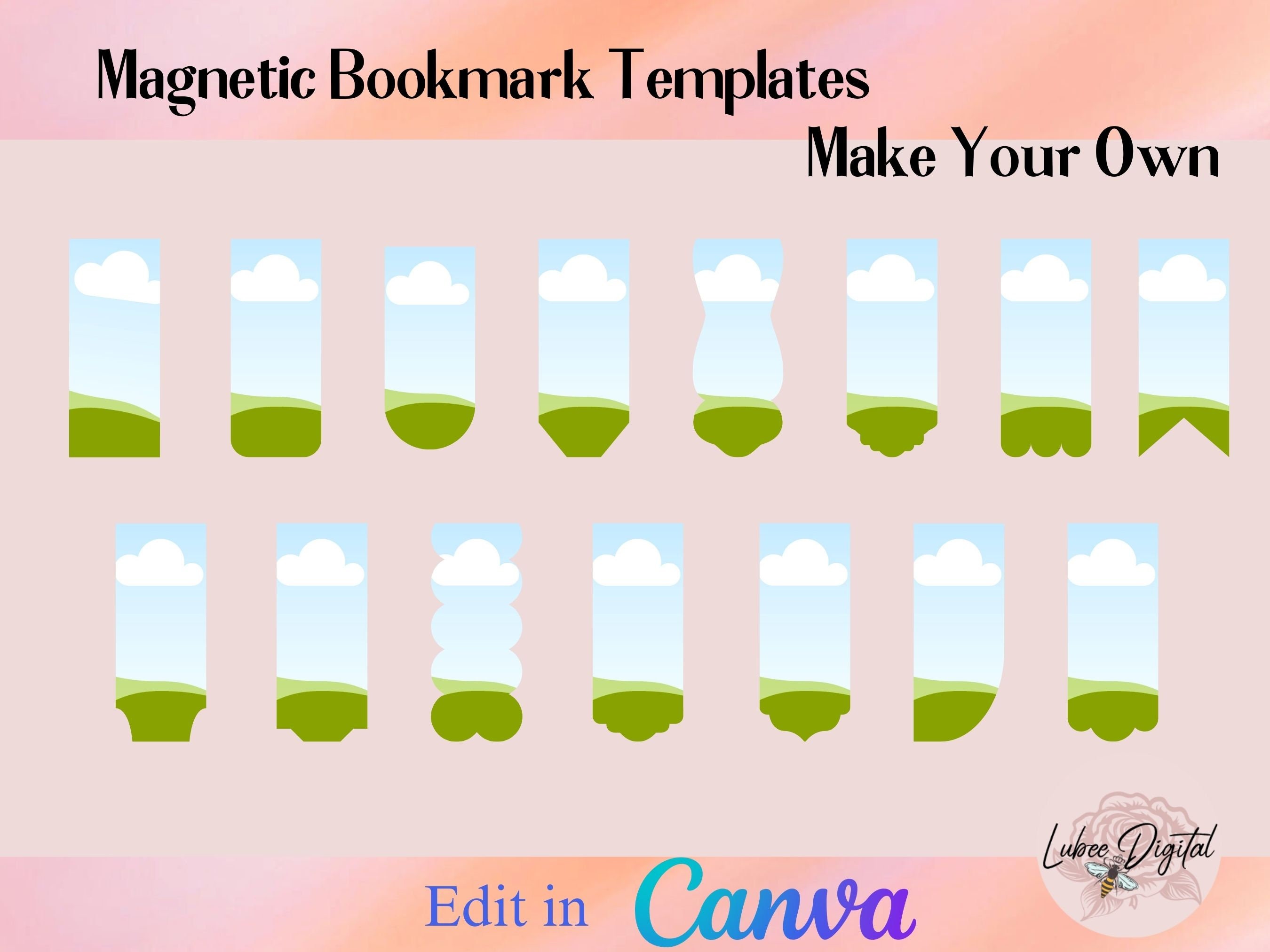 Canva Magnetic Bookmark,make Your Own CANVA Bookmark Template,editable ...