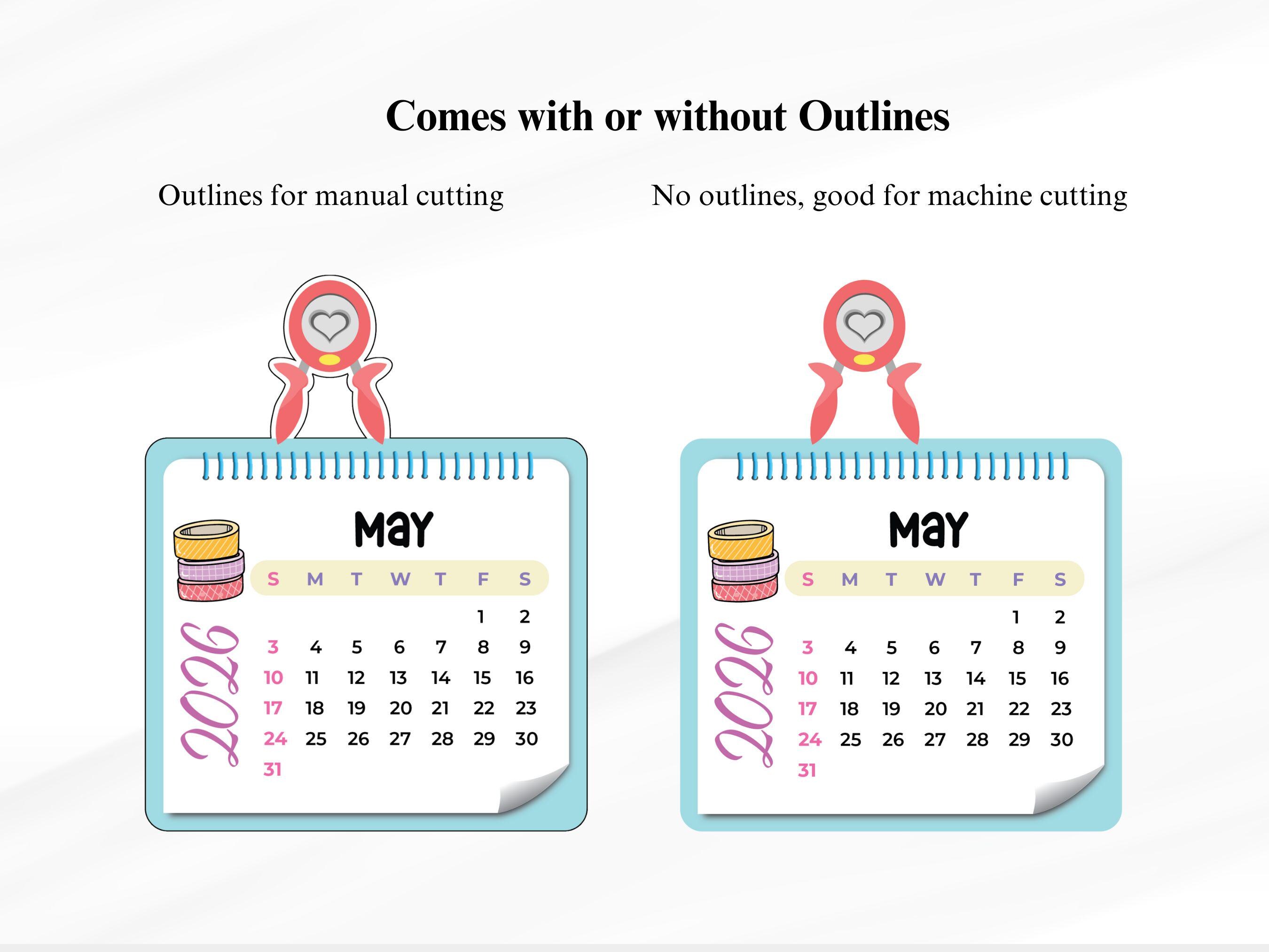 2026 Crafter Desk Calendar,printable Art Calendar PNG File for Cricut ...