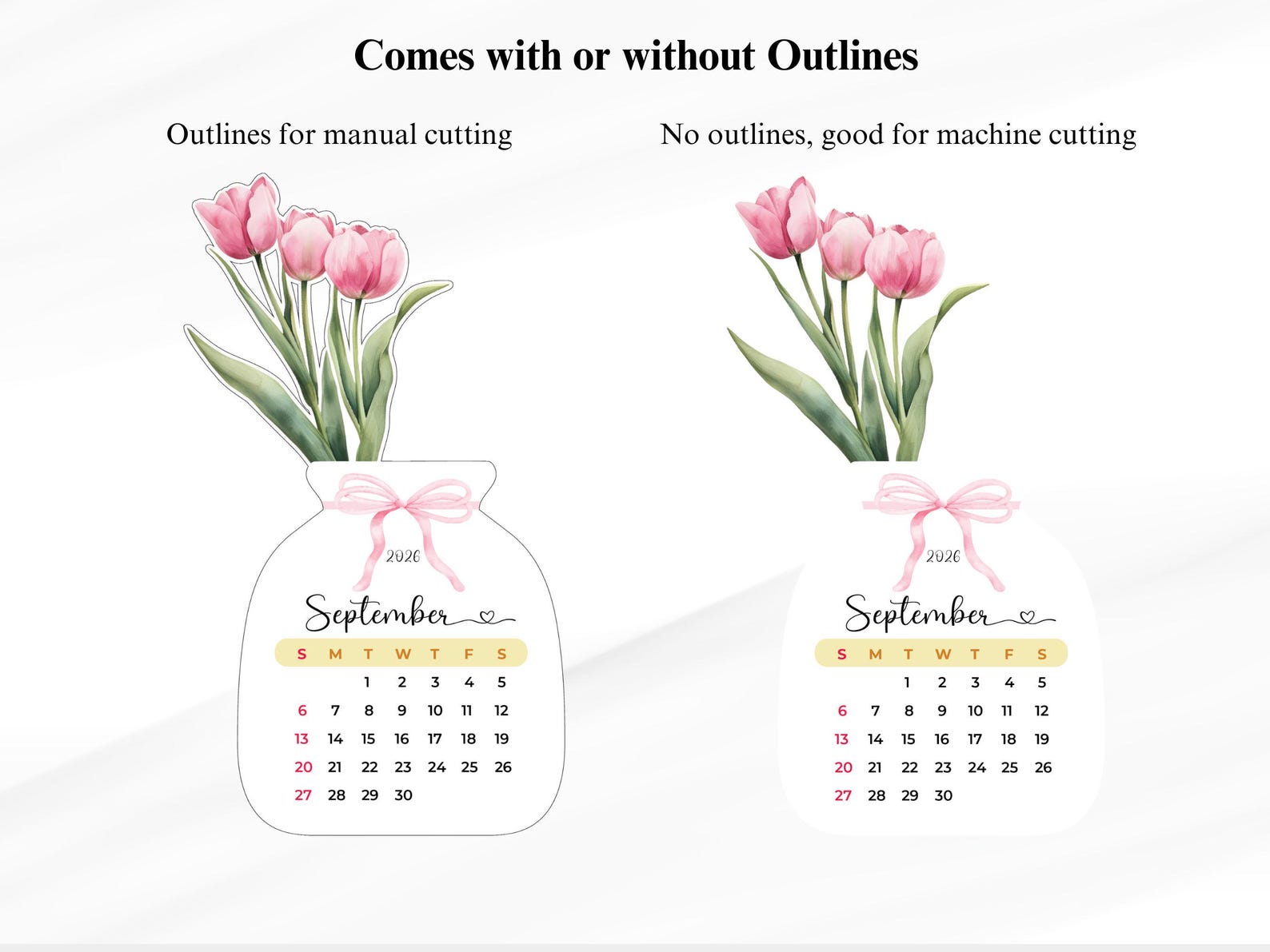 2026 Tulips Calendar,printable Flowers Desk Calendar PNG for Cricut Cut ...